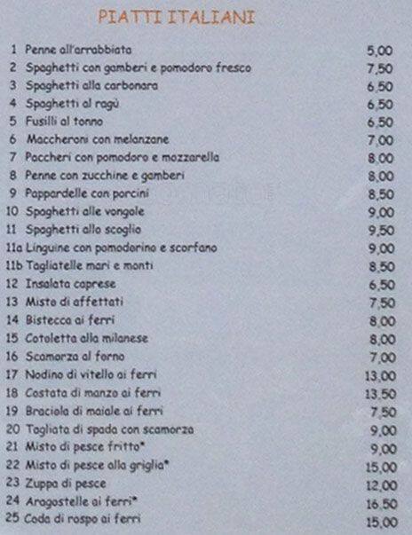 Menu at Ristorante Cinese Pacific, Milan