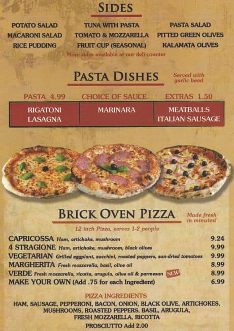 Menu at Serino Italian Deli pizzeria, Addison
