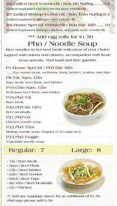 Menu at Pho Duy restaurant, Colleyville, W Glade Rd #126