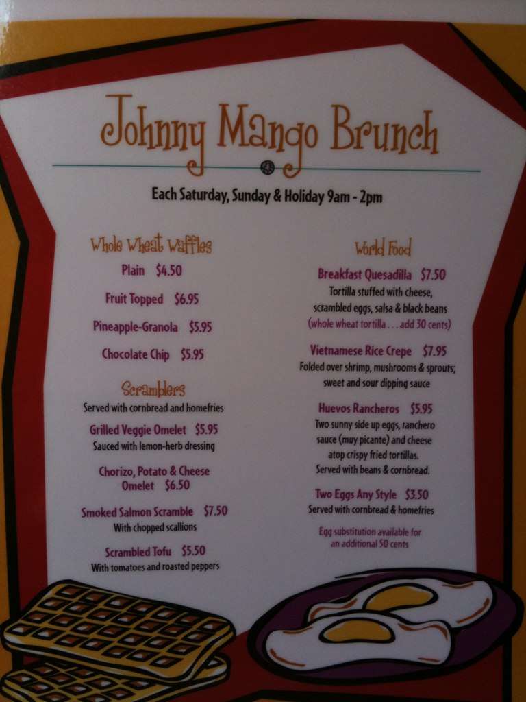 Menu at Johnny Mango pub & bar, Cleveland