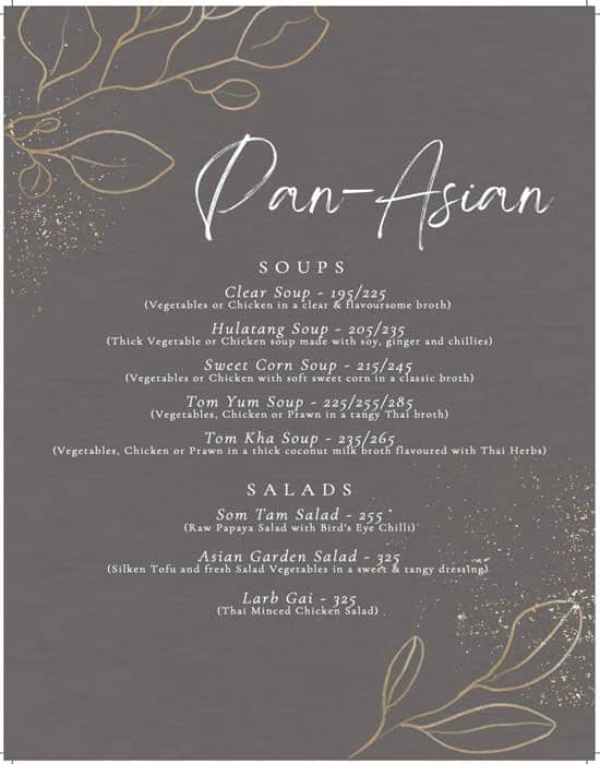 Menu of Hashi, Jubilee Hills, Hyderabad