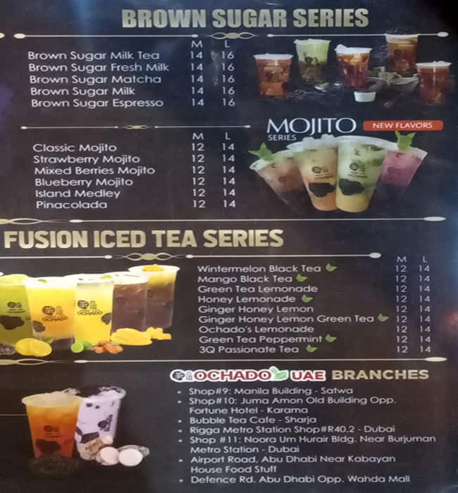 Menu of Ochado Cafe, Al Karama, Dubai