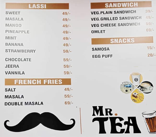 Menu of Mr. Tea, Kukatpally, Hyderabad