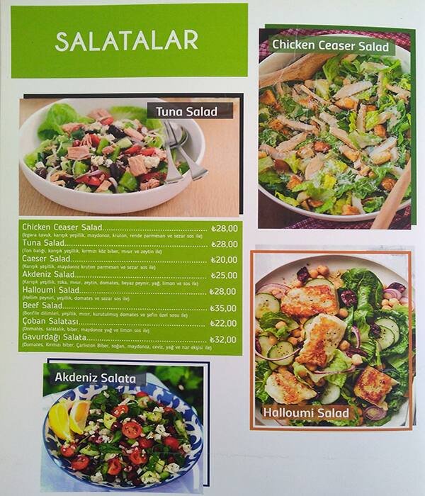 Menu at Lezzet Vefa Cafe, Istanbul