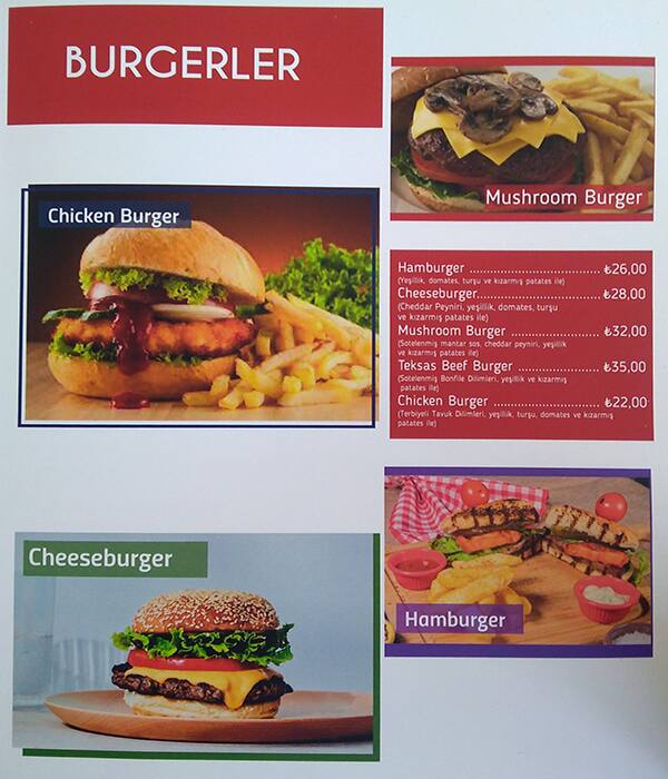 Menu at Lezzet Vefa Cafe, Istanbul