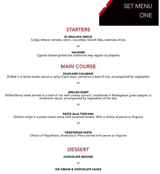 Menu au Cantare Dinner and Dance restaurant, Randburg