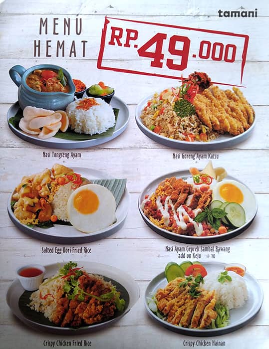 Menu at Tamani Kafe restaurant, Bekasi Regency