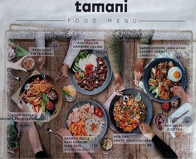 Menu at Tamani Kafe restaurant, Bekasi Regency
