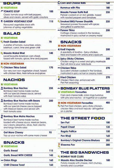 Bombay Blue Menu, Menu for Bombay Blue, Alambagh, Lucknow - Zomato