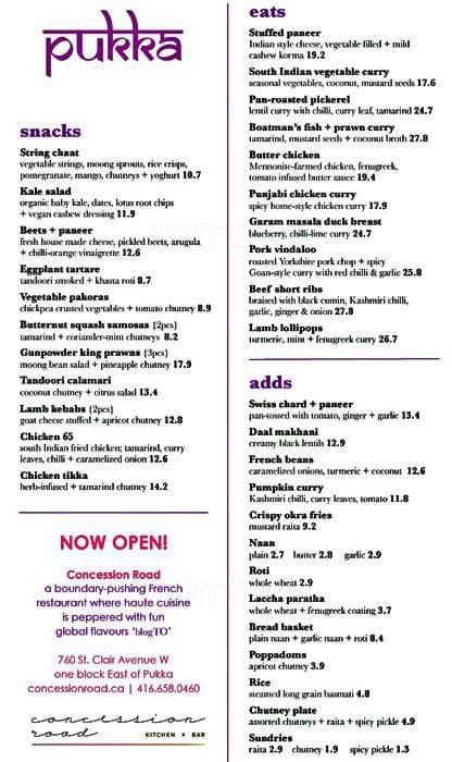 Pukka Menu, Menu for Pukka, Forest Hill, Toronto - Urbanspoon/Zomato