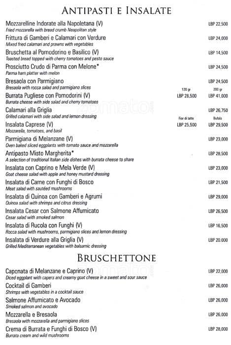 margarita pizza menu