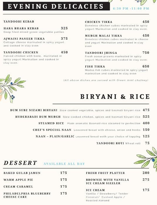 Menu at Beach Hut - Caravela Beach Resort, Margao