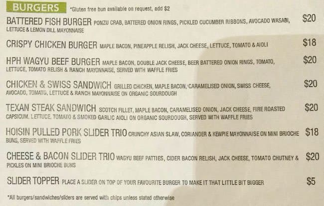 Menu at Hotel Pennant Hills pub & bar, Pennant Hills