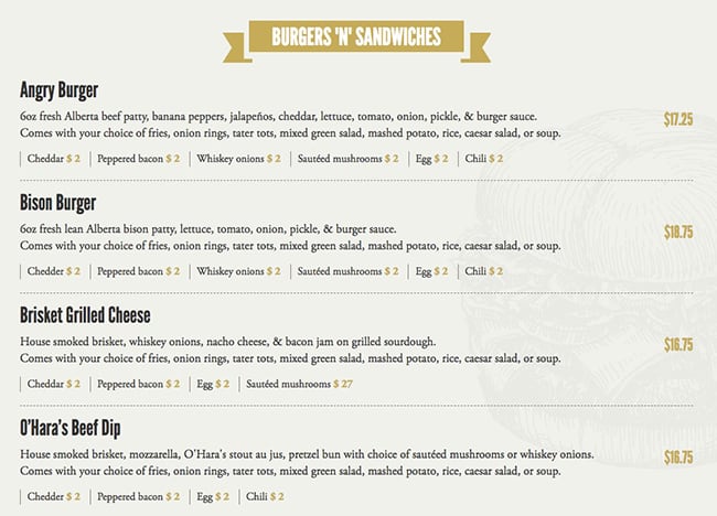 Menu at Toad 'n’ Turtle Pubhouse & Grill, Red Deer