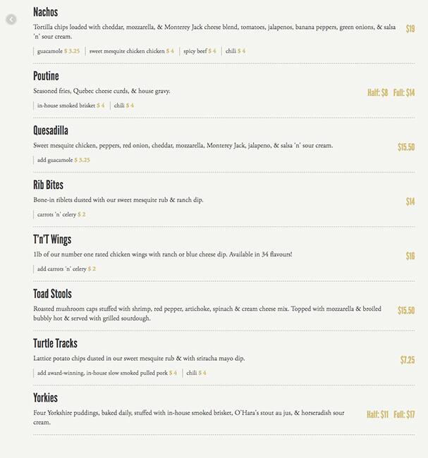 Menu at Toad 'n’ Turtle Pubhouse & Grill, Red Deer