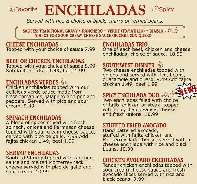 Menu at Masfajitas restaurant, Taylor, W 2nd St