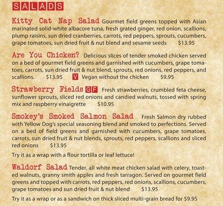 Menu at Yellow Dog Eats BBQ, Gotha, Hempel Ave