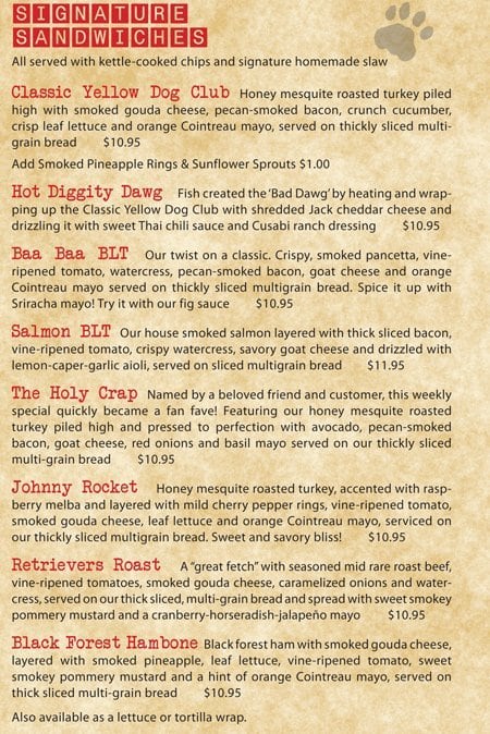 Menu at Yellow Dog Eats BBQ, Gotha, Hempel Ave