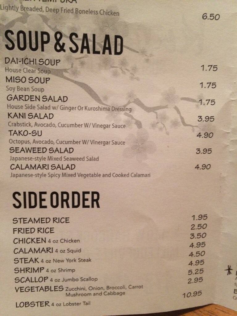 Menu at Shima Sushi Bar and Grill, Milledgeville
