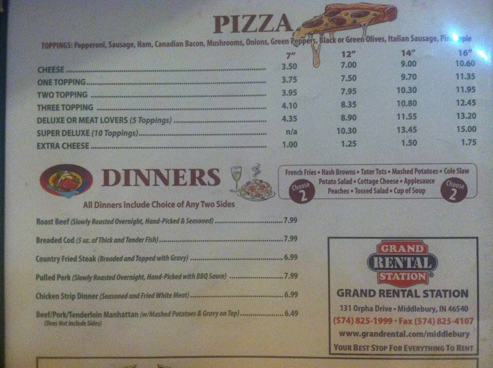 Menu at Village Inn restaurant, Middlebury