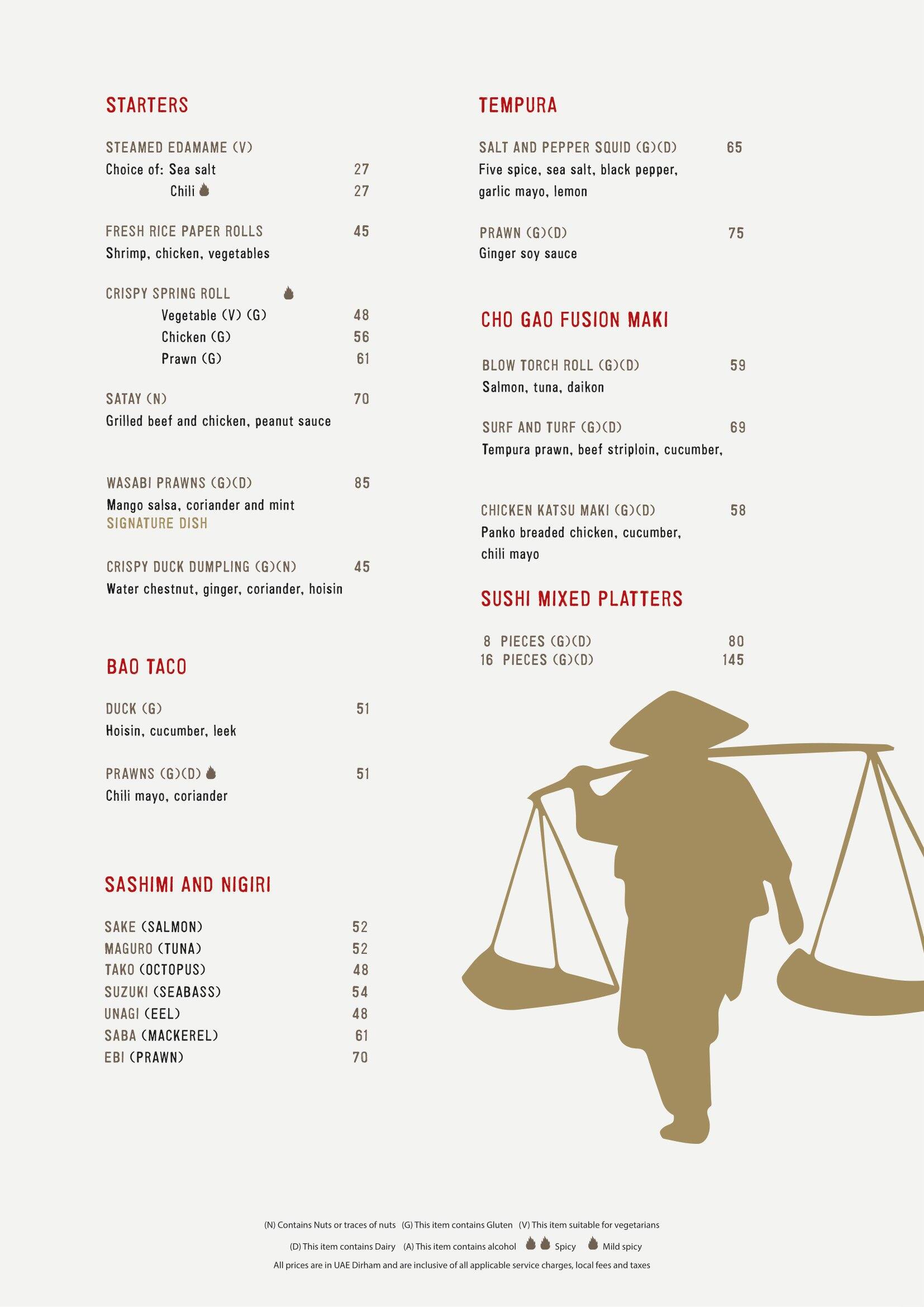 Menu of Cho Gao - Marina Walk, Al Khubeirah, Abu Dhabi