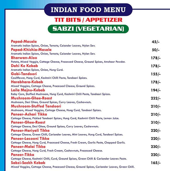 Menu of Blue Moon Restaurant, Nalasopara, Mumbai