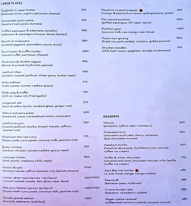 Menu at Joshi House, Mumbai, 602 Ambedkar Road