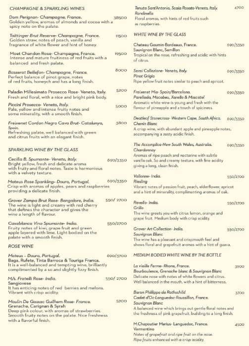 Menu at Joshi House, Mumbai, 602 Ambedkar Road