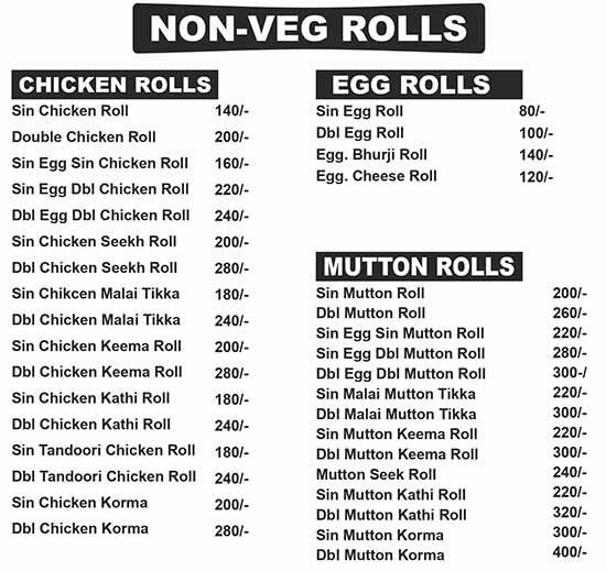 Menu at The Roll Junction, Jaipur, Tilak nagar shoping centre