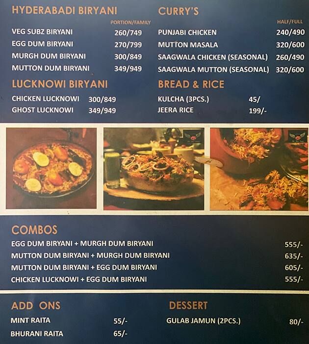 Menu of Star Anise Biryani, Greater Kailash 1 (GK1), New Delhi