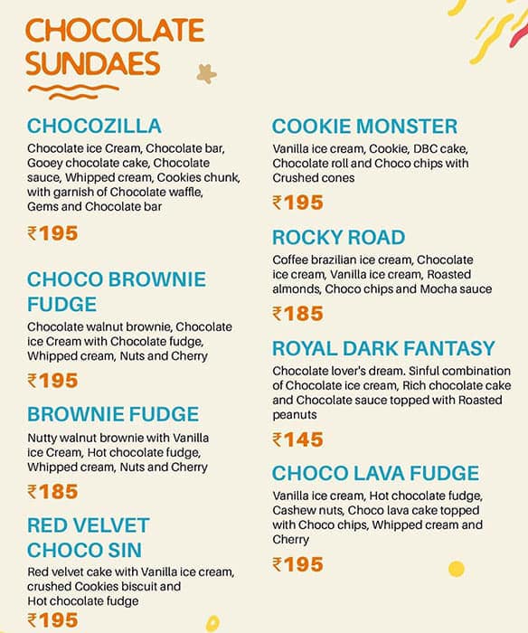 Menu of Polar Bear - Ice Cream Sundae Zone, Manikonda, Hyderabad