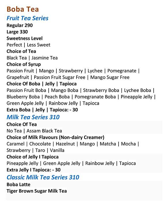Menu of Harajuku Bakehouse, Saket, New Delhi