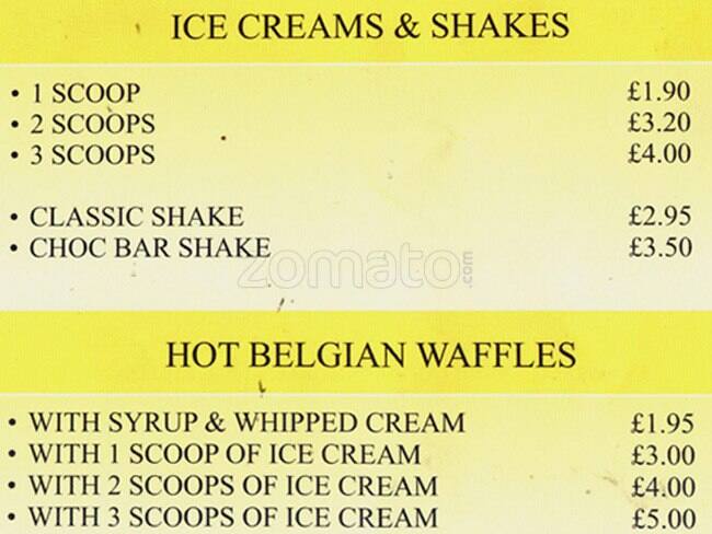 Menu at Caffe Gelato cafe, Upminster, 99 Corbets Tey Rd