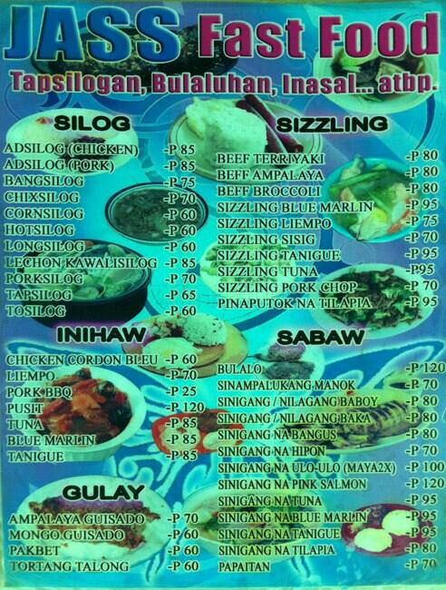 Menu at Fat J's pub & bar, Quezon City