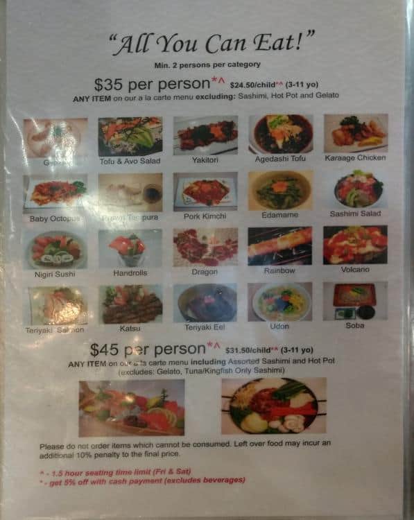 Menu at Kansai Japanese Restaurant, Sydney, B1/7-13 Hunter St