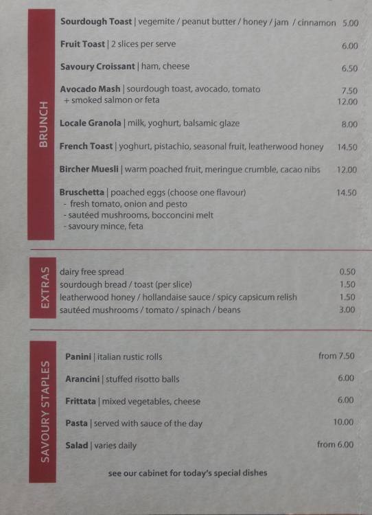 Locale Menu, Menu for Locale, Newstead, Brisbane - Urbanspoon/Zomato