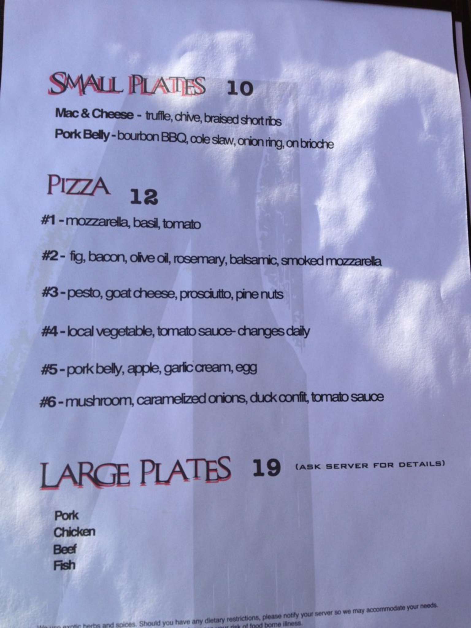 M Wood Fired Oven Menu, Menu for M Wood Fired Oven, Hyde Park/Mount ...