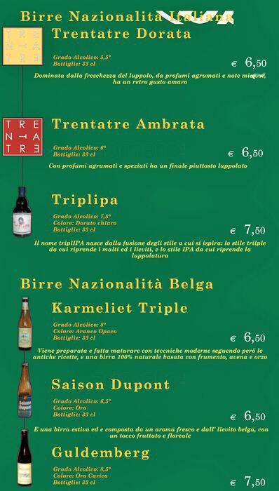 Menu at Dervock Irish Pub, Rome