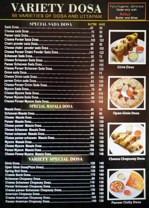 Menu at Variety Dosa, Navi Mumbai