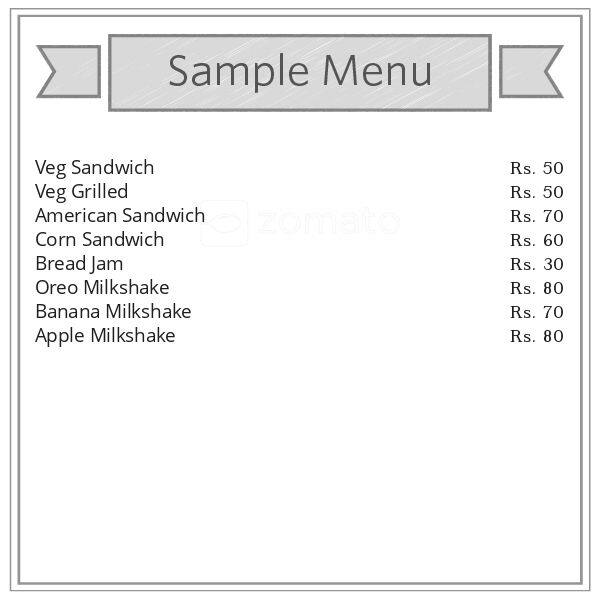 Menu of Nashta, Bavdhan, Pune