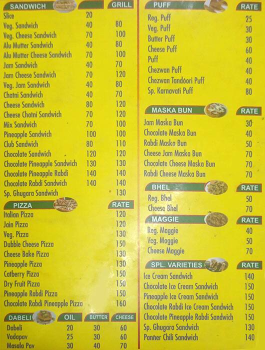 Menu of New Karnavati Fast Food, Nava Vadaj, Ahmedabad