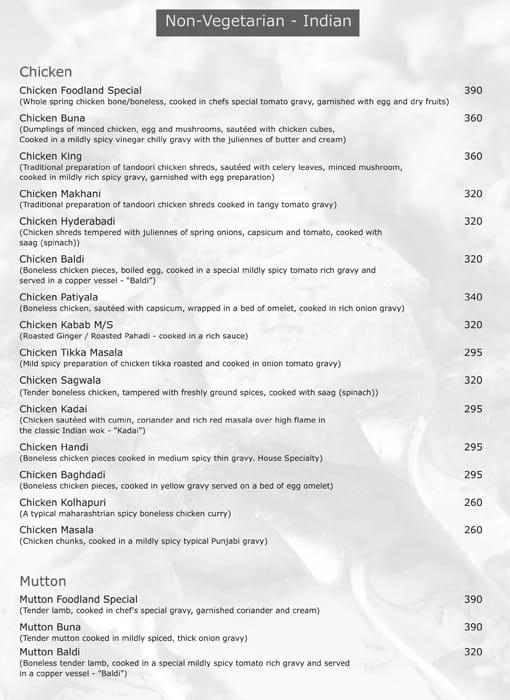 Menu at Foodland (Family Restaurant & Bar), Mumbai, Ground Floor