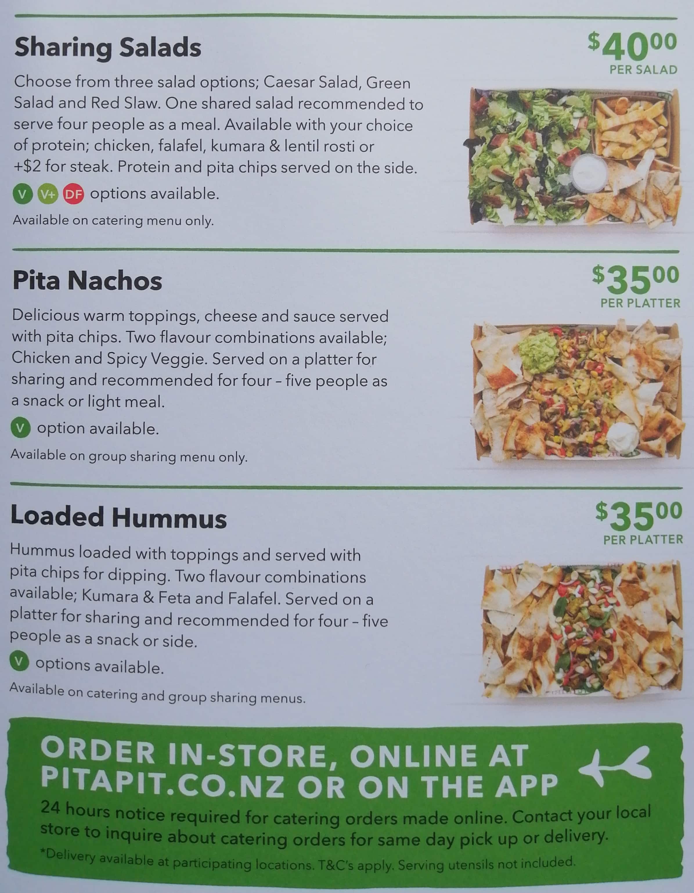 Menu at Pita Pit restaurant, New Plymouth