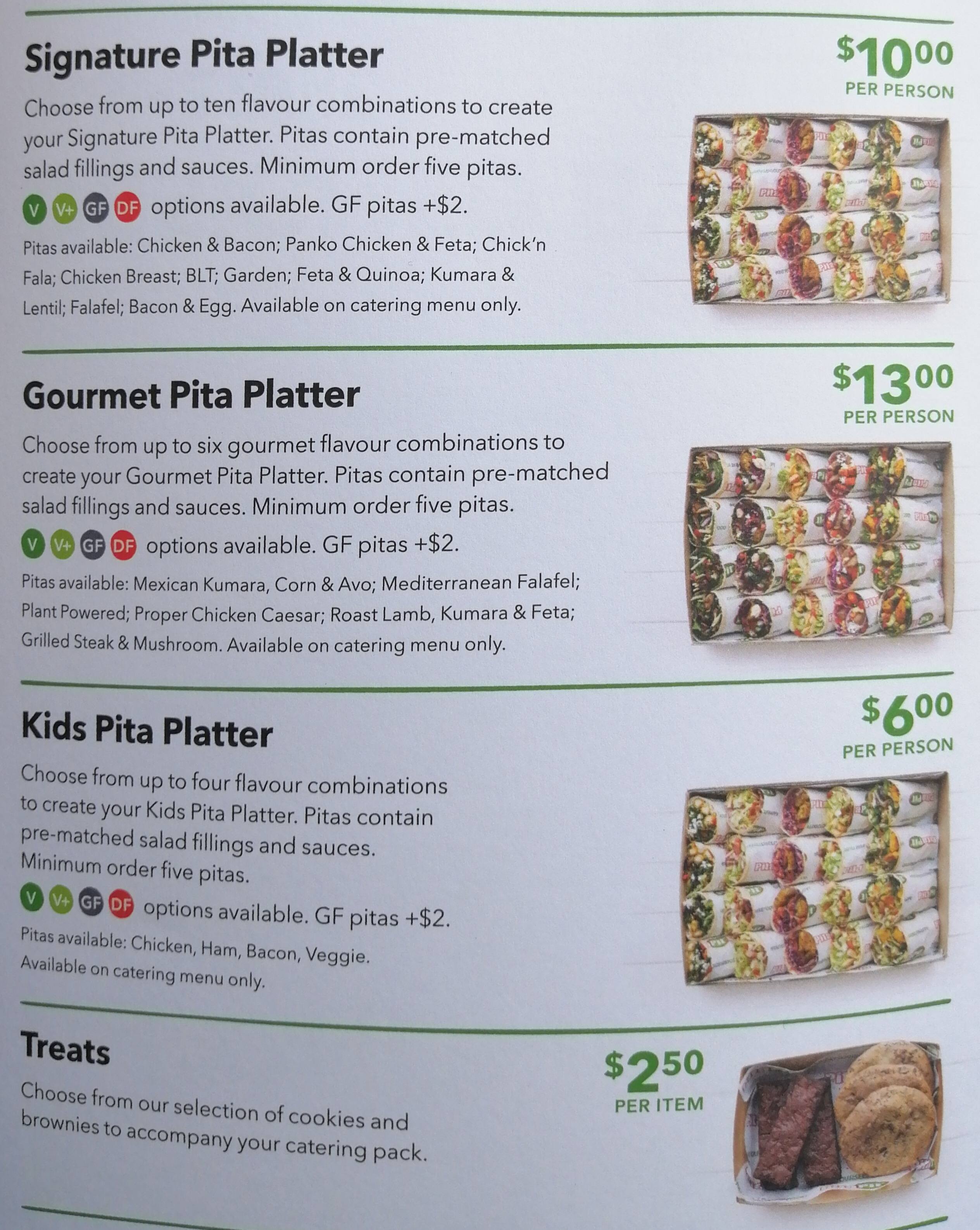 Menu at Pita Pit restaurant, New Plymouth