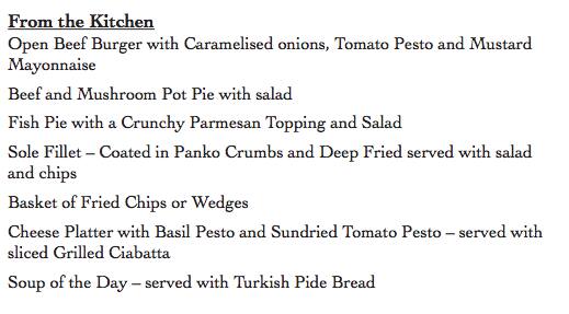 Menu at Albatross Cafe, Dunedin