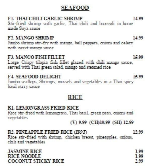 Menu at Mango Thai & Pan-Asian Cuisine restaurant, Kingston