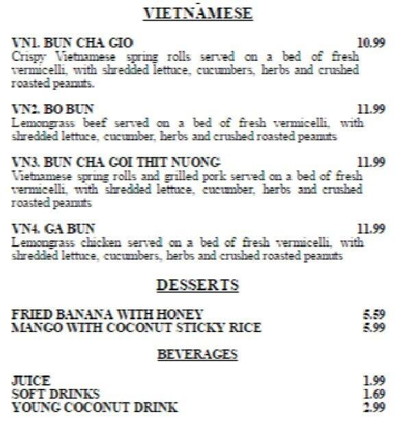 Menu at Mango Thai & Pan-Asian Cuisine restaurant, Kingston