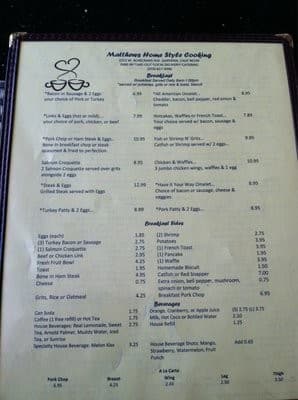 Matthews Home Style Cooking Menu - Urbanspoon/Zomato
