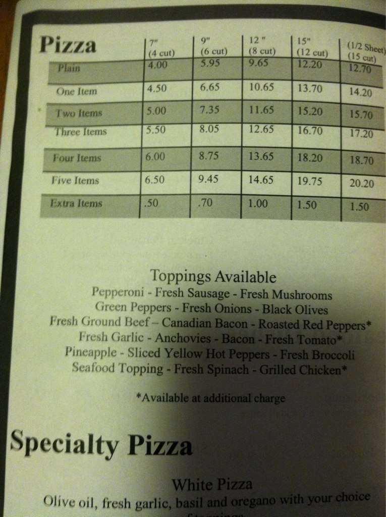 Menu at Donte's Restaurant and Pizza Shop, Berea