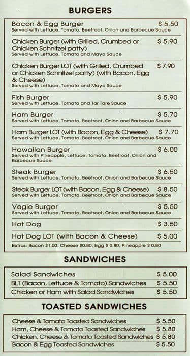 Menu at Logan Seafoods restaurant, Underwood
